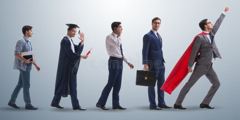 The Business Concept with Man Progressing through Stages Stock Photo ...