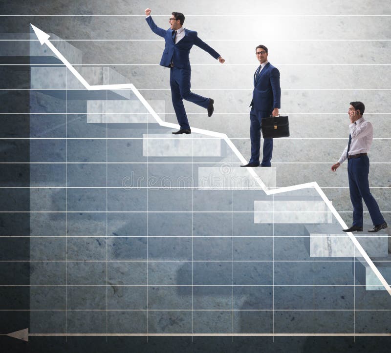 The Business Concept with Man Progressing through Stages Stock Photo ...