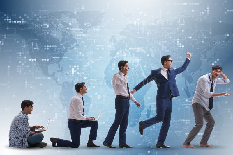 The Business Concept with Man Progressing through Stages Stock Image ...