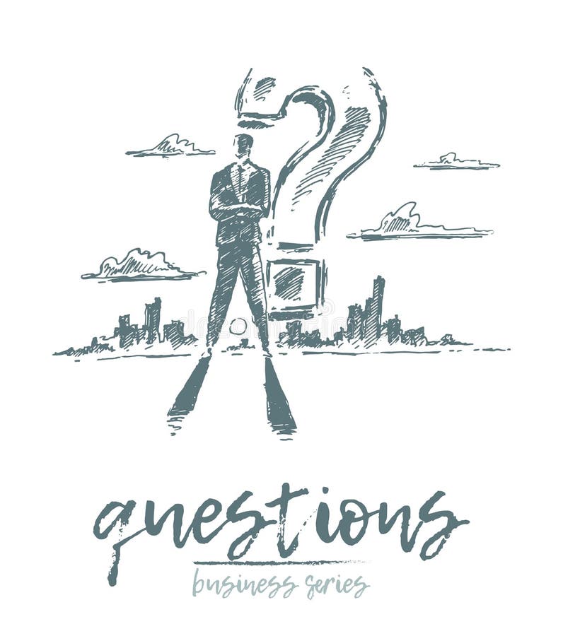 Business Concept Man Question Mark Vector Sketch Stock Vector ...