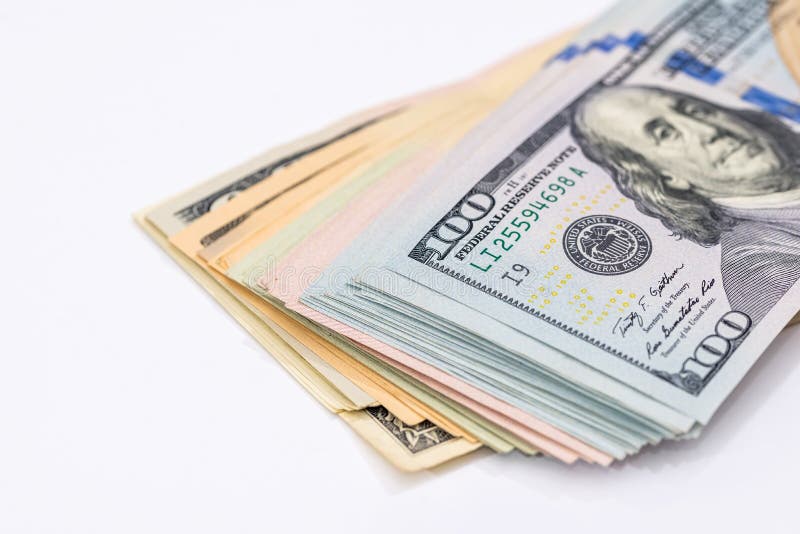 Many Dollars Banknotes, on White Stock Photo - Image of banking ...