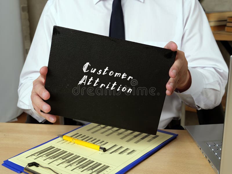 Business Concept Meaning Customer Attrition with Sign on the Sheet ...