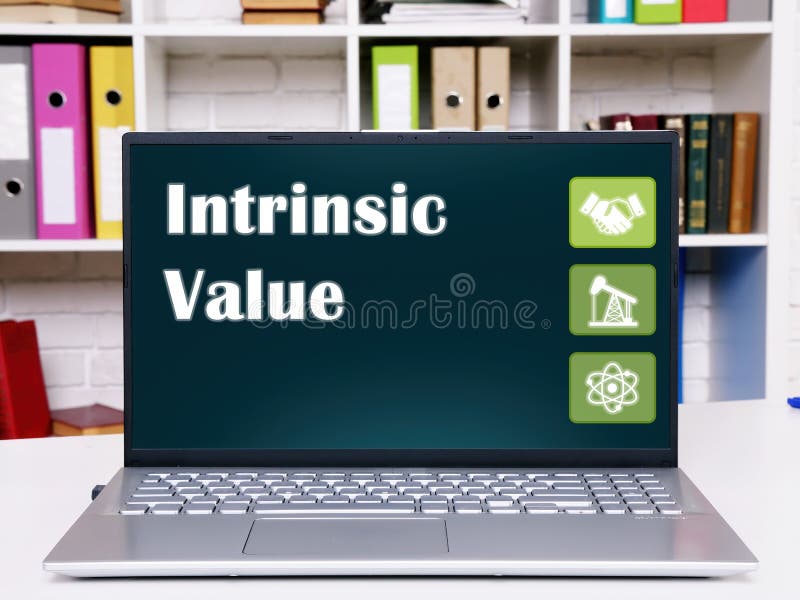 Business Concept Meaning Intrinsic Value with Sign on the Screen Stock ...
