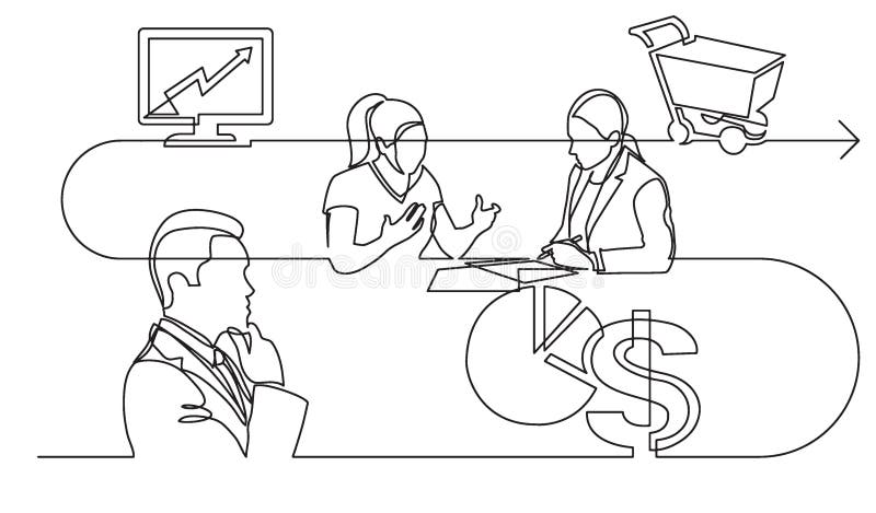 Business Concept One Line Drawing Illustration of Work Process Stock ...