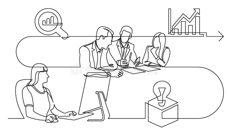 Business Concept One Line Drawing Illustration of Work Process Stock ...