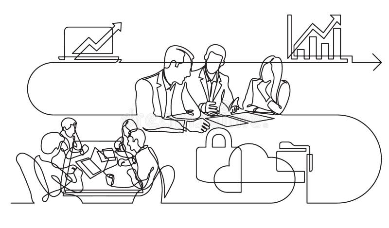 Business Concept One Line Drawing Illustration of Work Process Stock ...