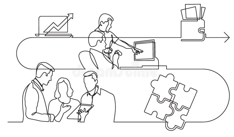 Business Concept One Line Drawing Illustration of Work Process Stock ...