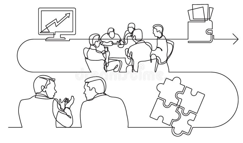 Business Concept One Line Drawing Illustration of Work Process Stock ...