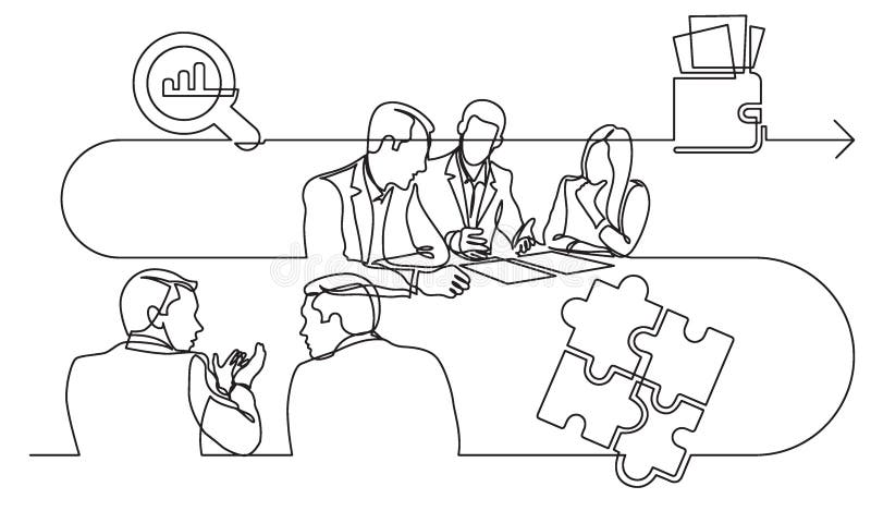 Business Concept One Line Drawing Illustration of Work Process Stock ...