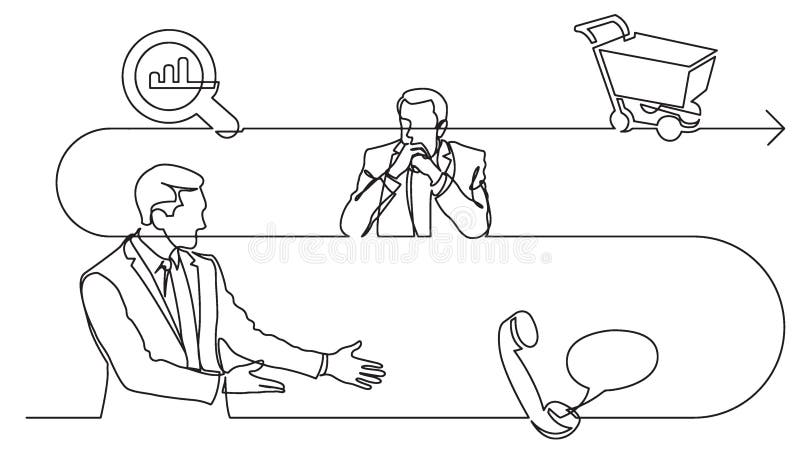 Business Concept One Line Drawing Illustration of Work Process Stock ...