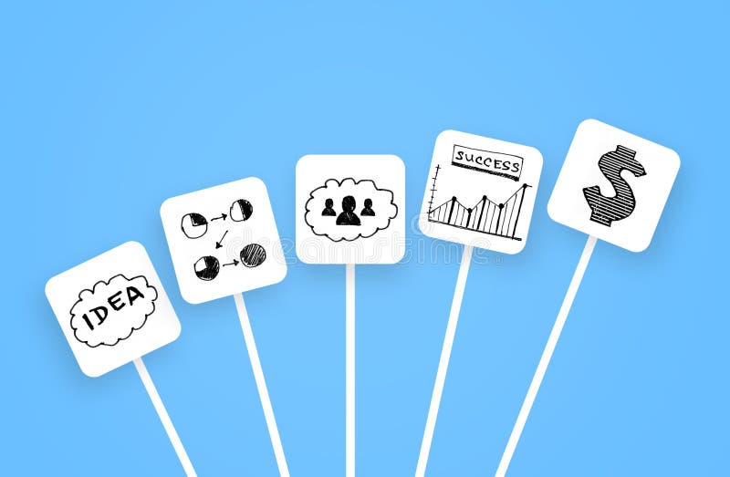 Business Concept on Paper Signs Stock Illustration - Illustration of ...