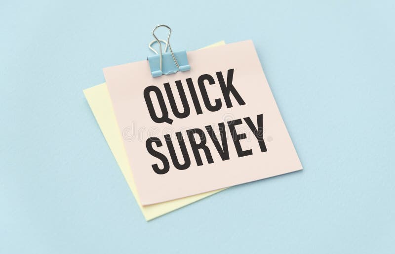 Paper with Text QUICK SURVEY on a Blue Table Stock Illustration ...