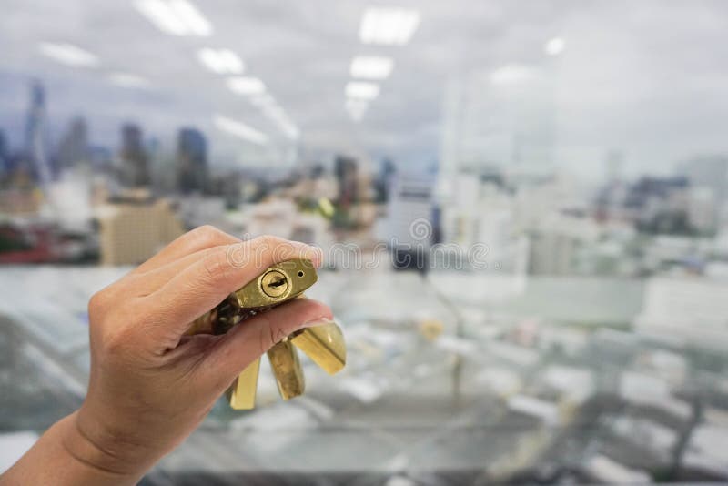 Business Concept - People Hold Lock for Key of Success Stock Photo ...
