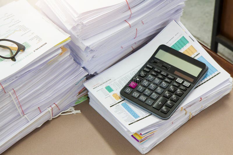Business Concept, Pile of Unfinished Documents on Office Desk Stock ...