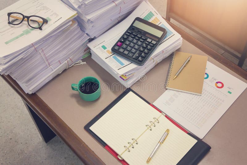 Concept of Document Workload, Pile of Unfinished Documents on Office ...