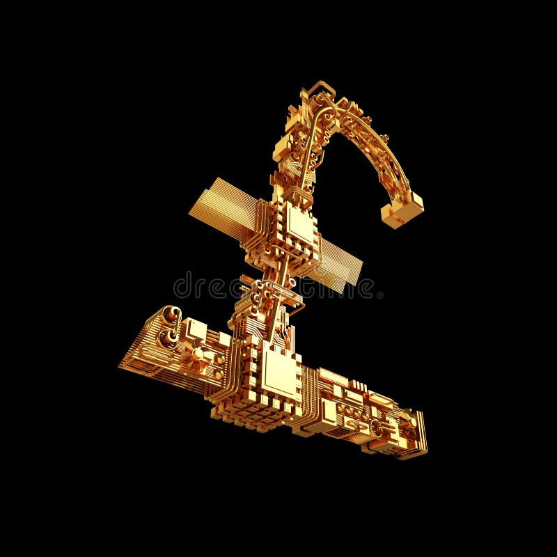 Business Concept. Pound Symbol of Microchips Isolated on Black ...