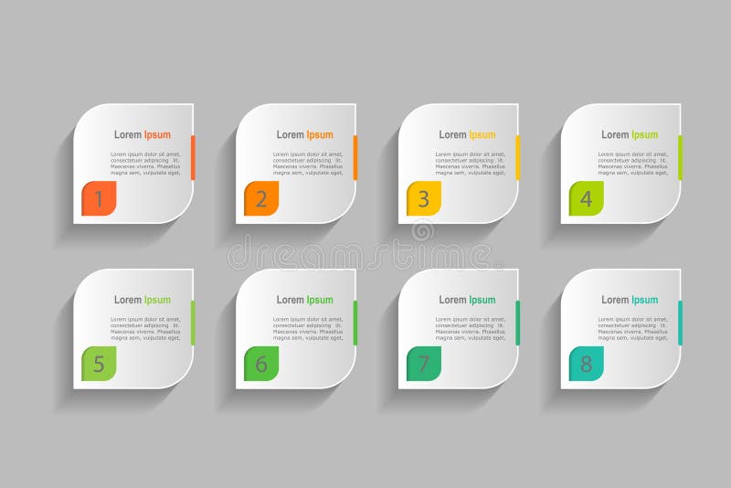 Business Concept with 8 Step, White Rectangle with Colorful Label ...