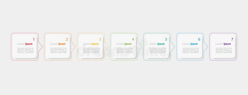 Business Concept, 7 Steps Infographics, Rectangle Shape and Multicolor ...