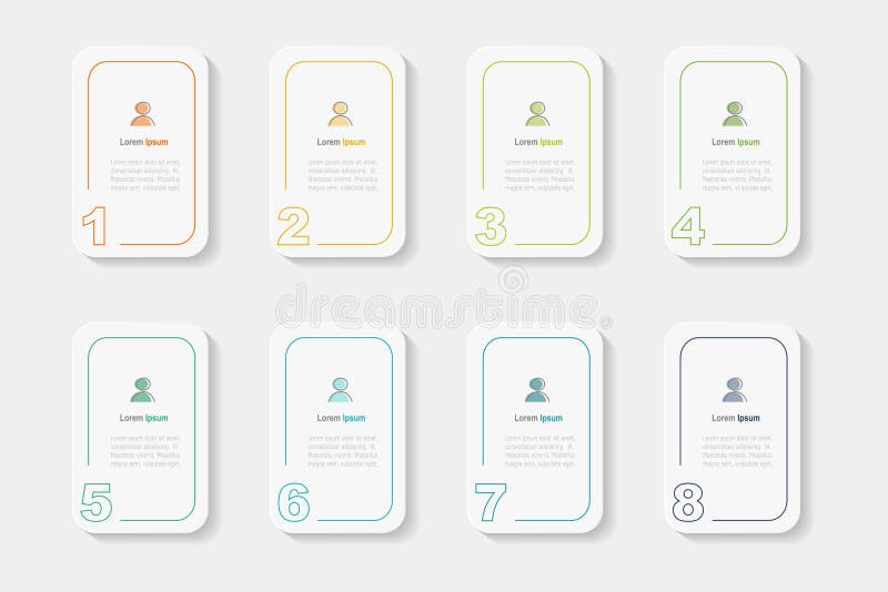 Business Concept 8 Steps Infographics, Rectangle Shape and Multicolor ...