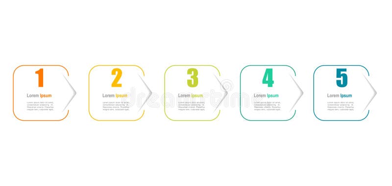 Business Concept 5 Steps Infographics, Rectangle Shape and Multicolor ...