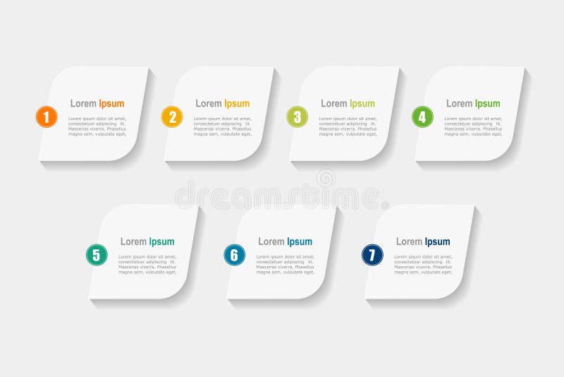 Business Concept 7 Steps Infographics, Rectangle Shape and Multicolor ...