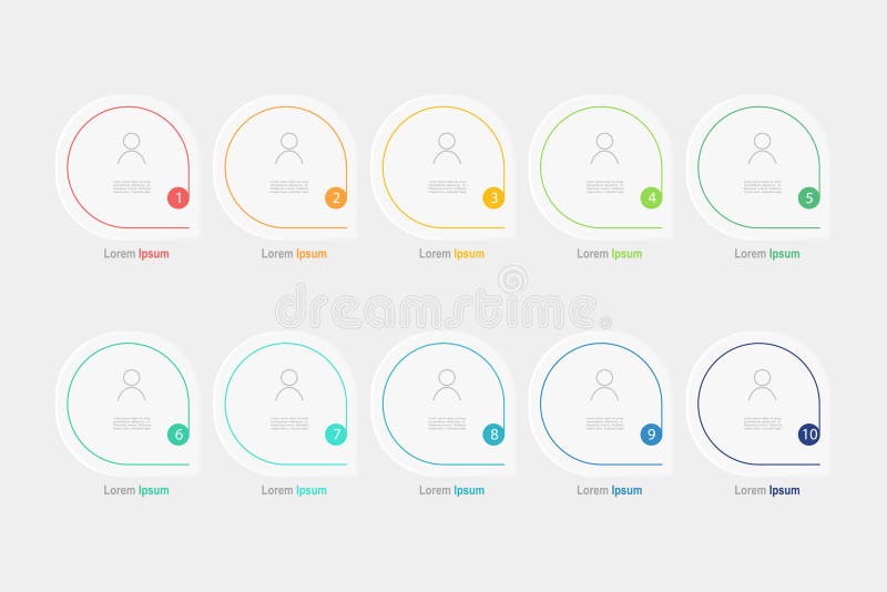 Business Concept 10 Steps Infographics, Shape and Multicolor Label ...
