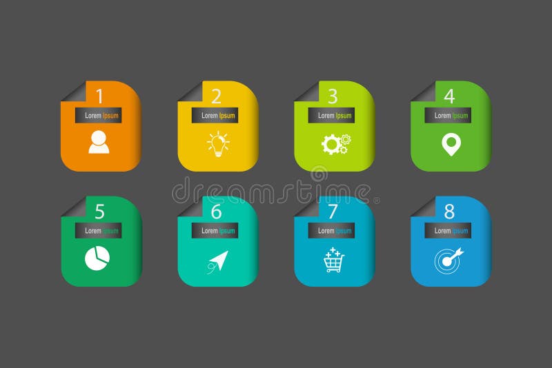 Business Concept, 8 Steps, Multicolor Rectangle ,design for Workflow ...