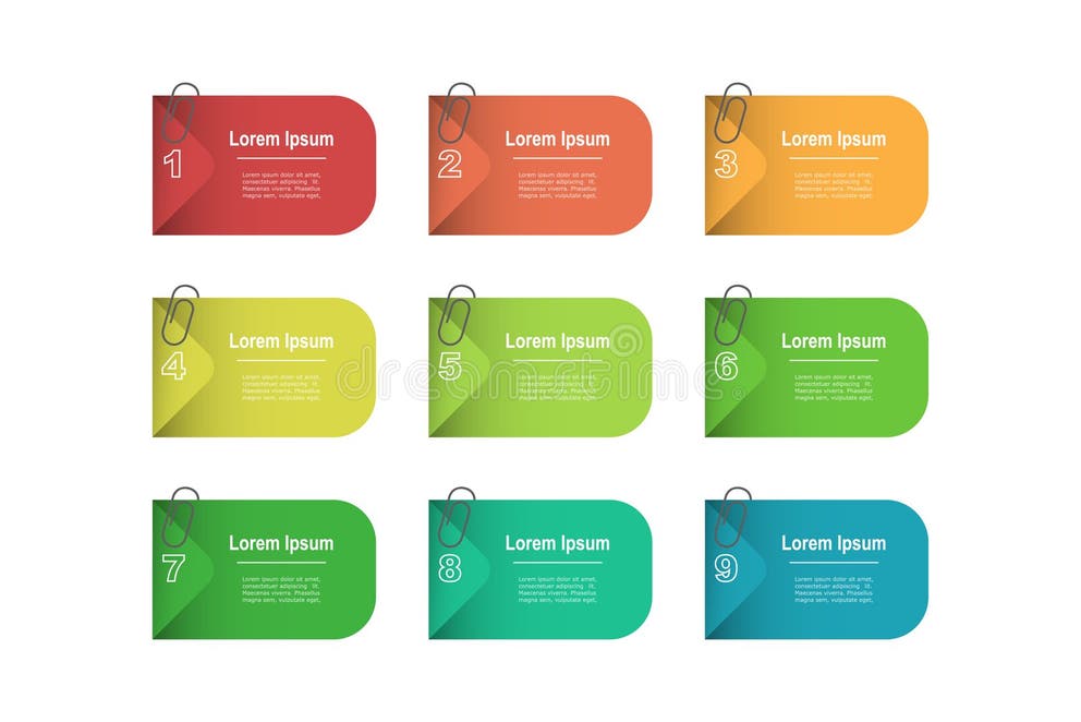 Business Concept, 9 Steps, Multicolor Rectangle Shape and Label ,design ...