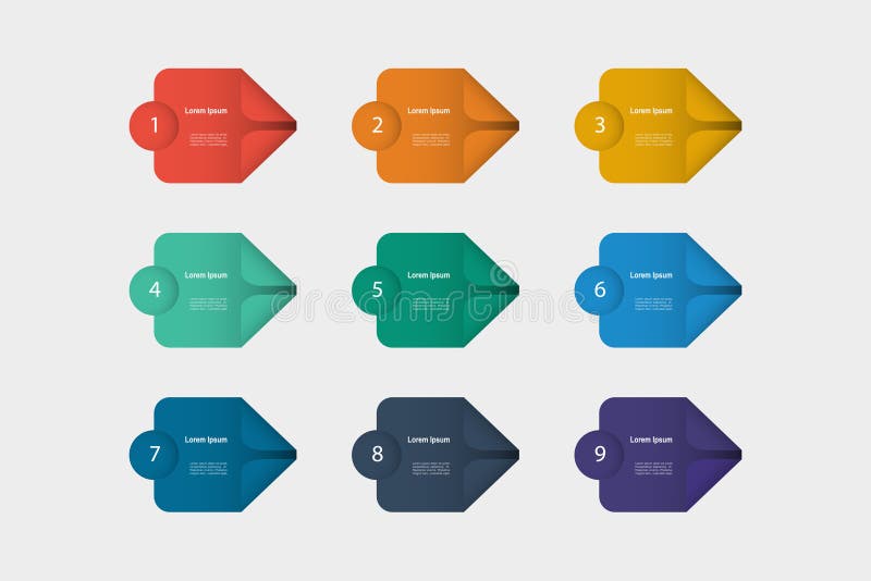 Business Concept, 9 Steps, Multicolor Shape ,design for Workflow Layout ...