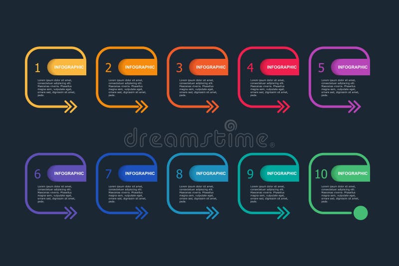 Business Concept, 10 Steps, Rectangle Shape and Multicolor Label ...