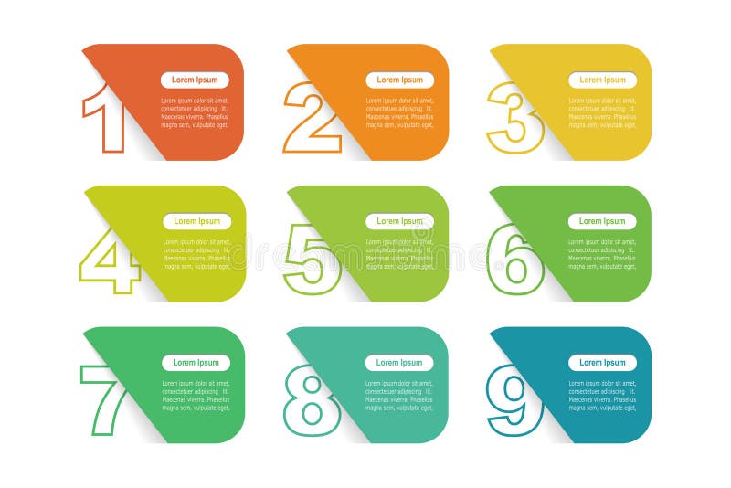 Business Concept, 9 Steps, Rectangle Shape and Multicolor Label ,design ...