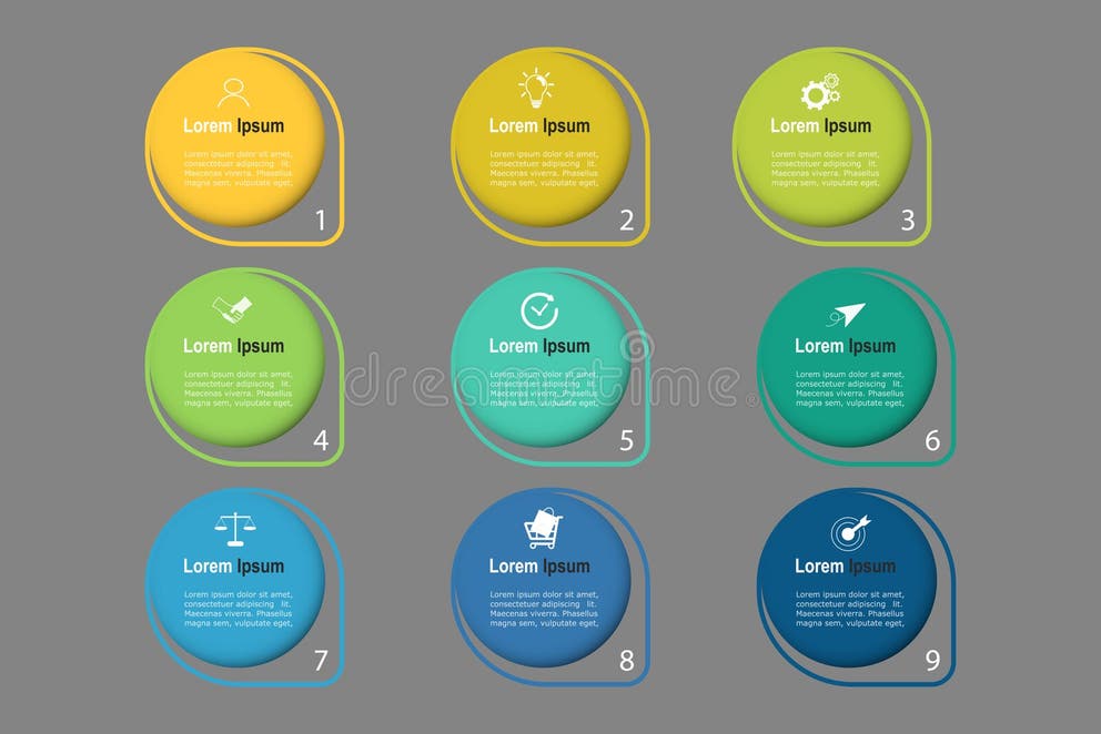 Business Concept, 9 Steps, Shape and Multicolor Label ,design for ...