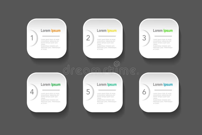 Business Concept with 6 Steps, White Rectangle with Colorful Label ...