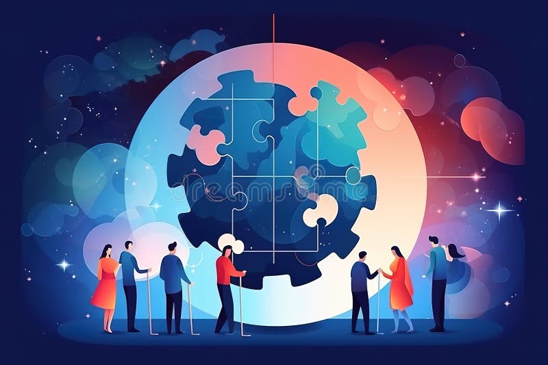 Business Concept Team Metaphor People Connecting Puzzle Elements in the ...