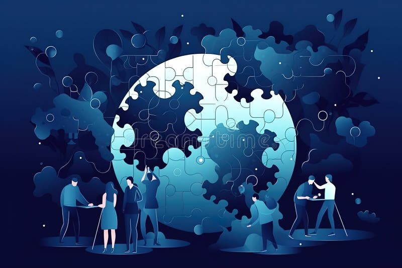 Business Concept Team Metaphor People Connecting Puzzle Elements in the ...