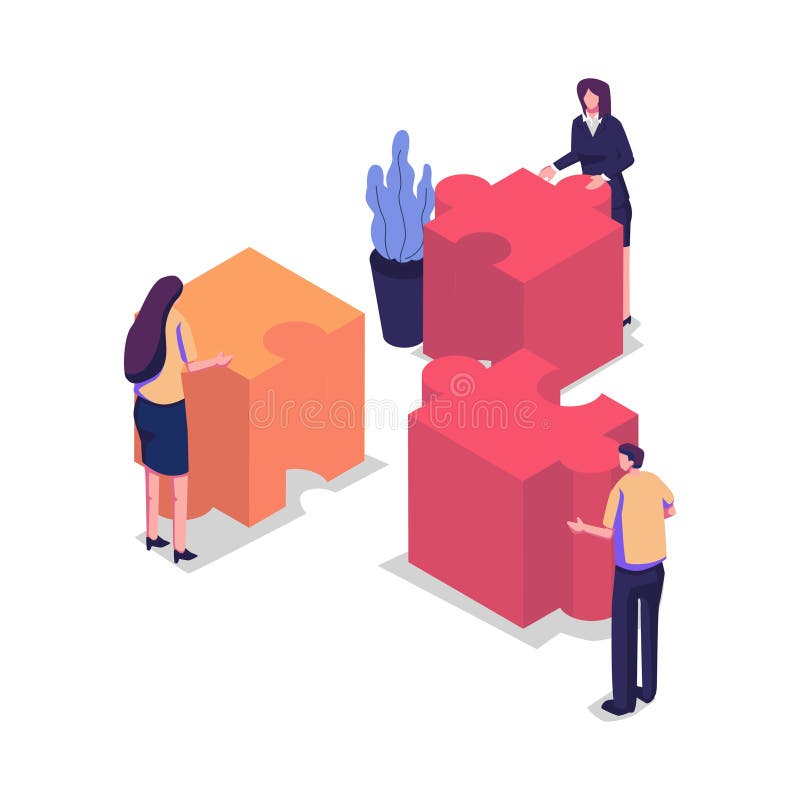 Business Concept Team Metaphor People Connecting Puzzle Elements Vector ... Business Concept Team Metaphor People Connecting Puzzle Elements Vector ...