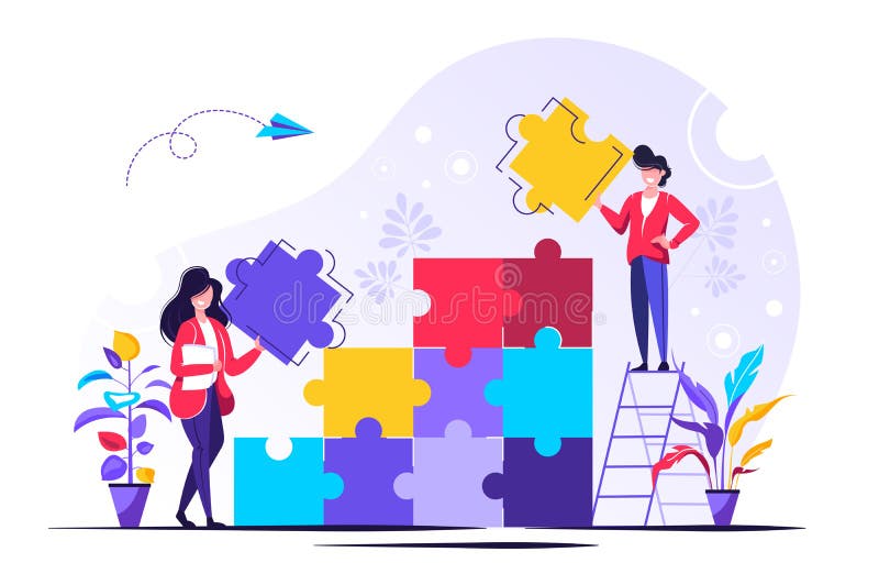 Team Metaphor. People Putting Puzzle Pieces Together. the Concept of ...