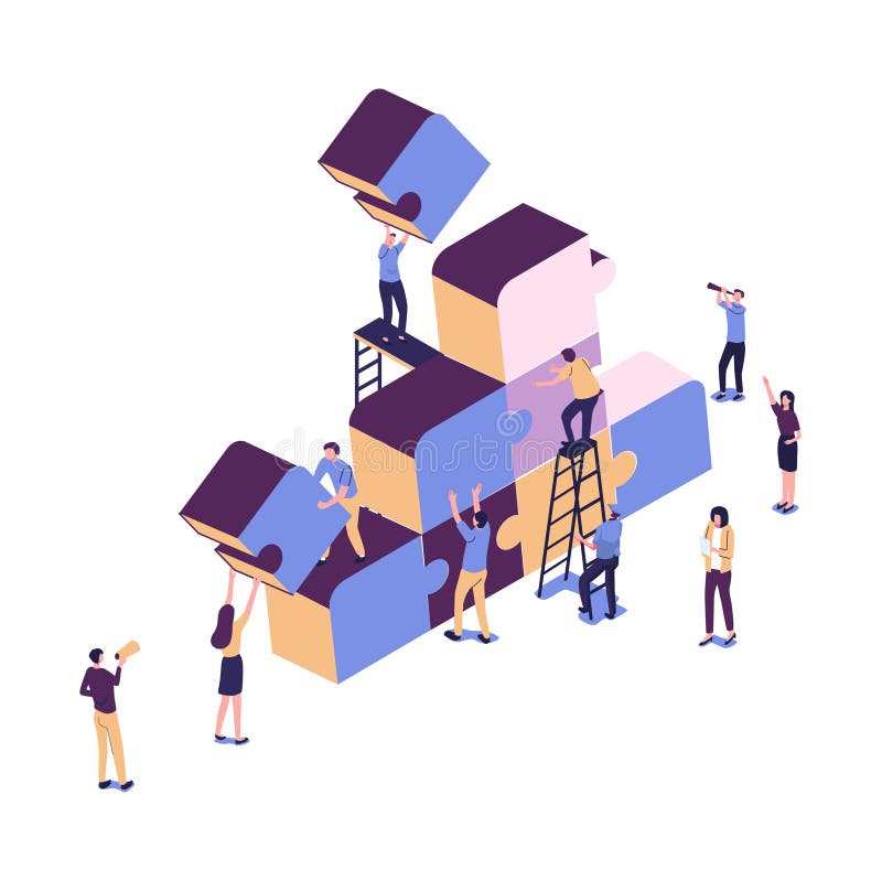 Teamwork People Connecting Puzzle Elements Stock Illustrations – 755 ...