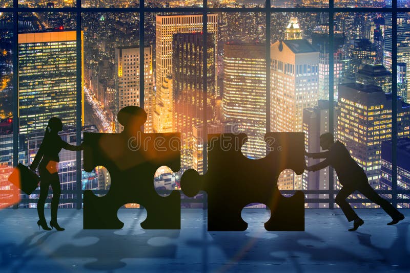 The Business Concept of Teamwork with Jigsaw Puzzle Stock Photo - Image ...