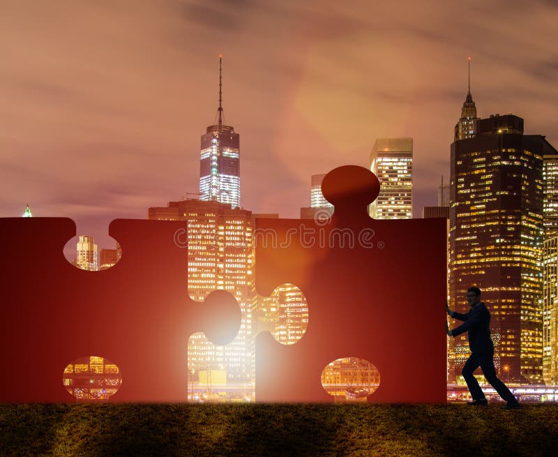 Pushing Puzzle Partnership Sun Stock Photos - Free & Royalty-Free Stock ...