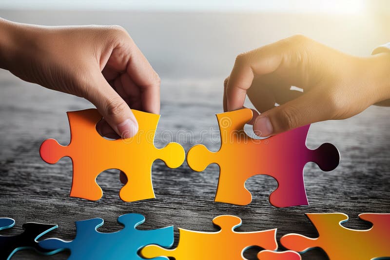 Business Concept of Teamwork. Jigsaw Puzzle with Multiple Pieces ...