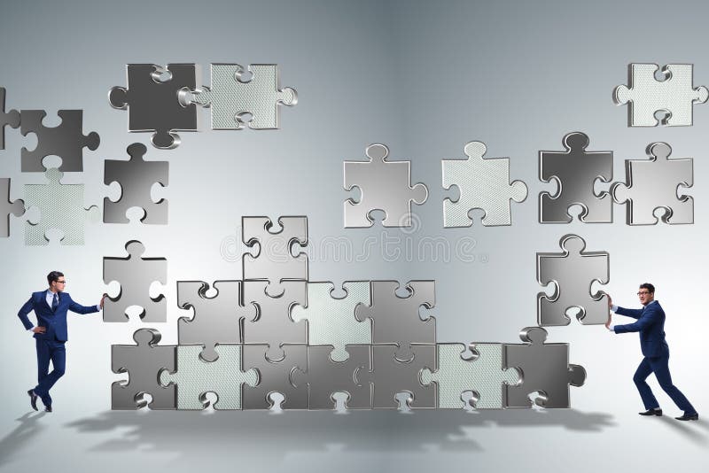 The Business Concept of Teamwork with Puzzle Pieces Stock Illustration ...