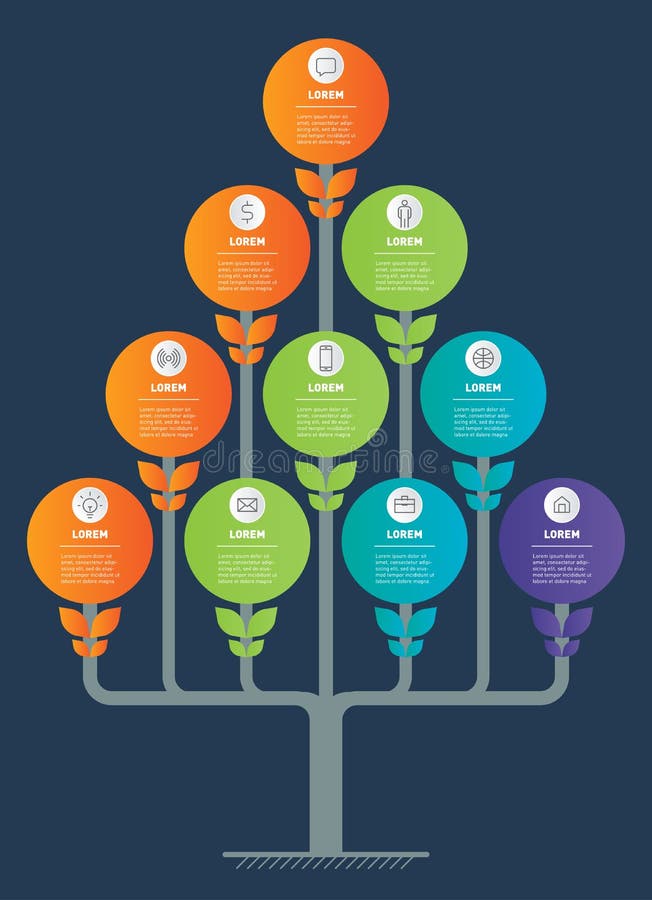 Tree Timeline Process Mindmap Vector Infographics Stock Vector ...