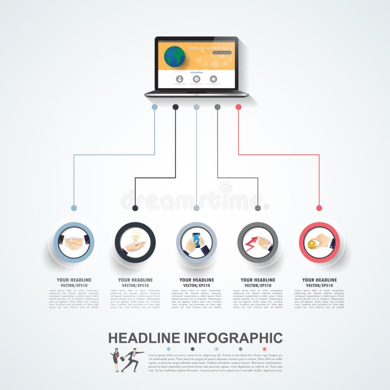 Business Concept Timeline. Infograph Template, Realistic Paper 5 Stock ...