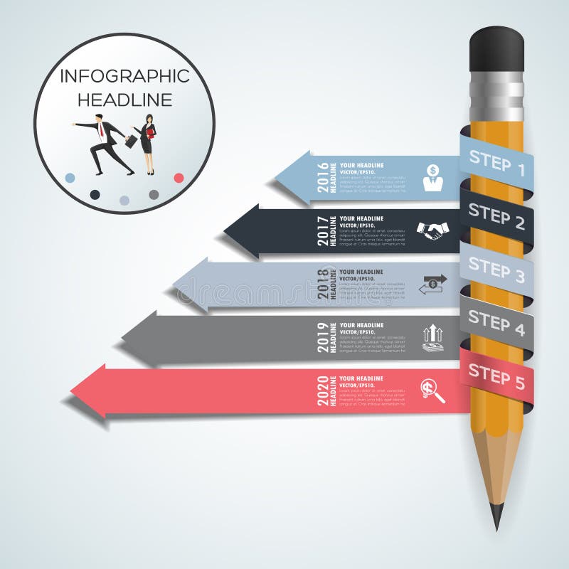 Business Concept Timeline. Infograph Template, Realistic Paper 5 Stock ...