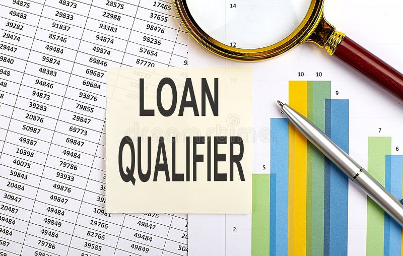 Business Concept. Top View of Stiscker with Text Loan Qualifier on ...