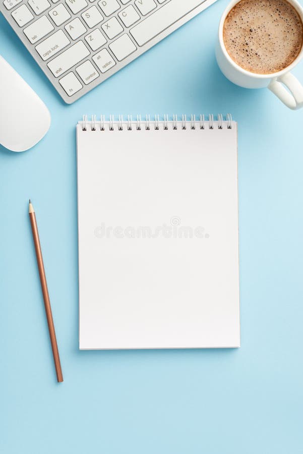 Business Concept. Top View Vertical Photo of Workplace Keyboard ...