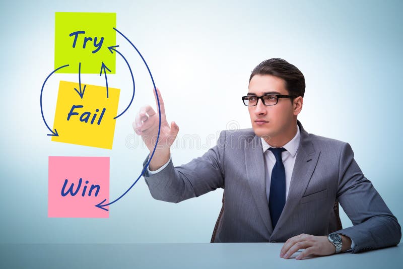 Business Concept of Try Fail Win Stock Illustration - Illustration of ...