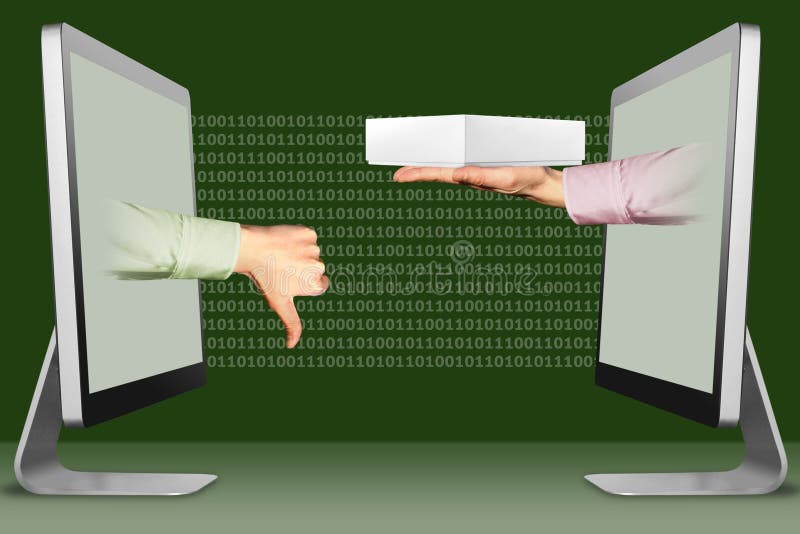 Business Concept, Two Hands from Computers. Thumbs Down, Dislike and ...