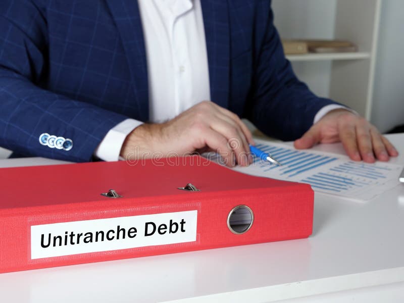 Business Concept about Unitranche Debt with Sign on the Dossier Stock ...